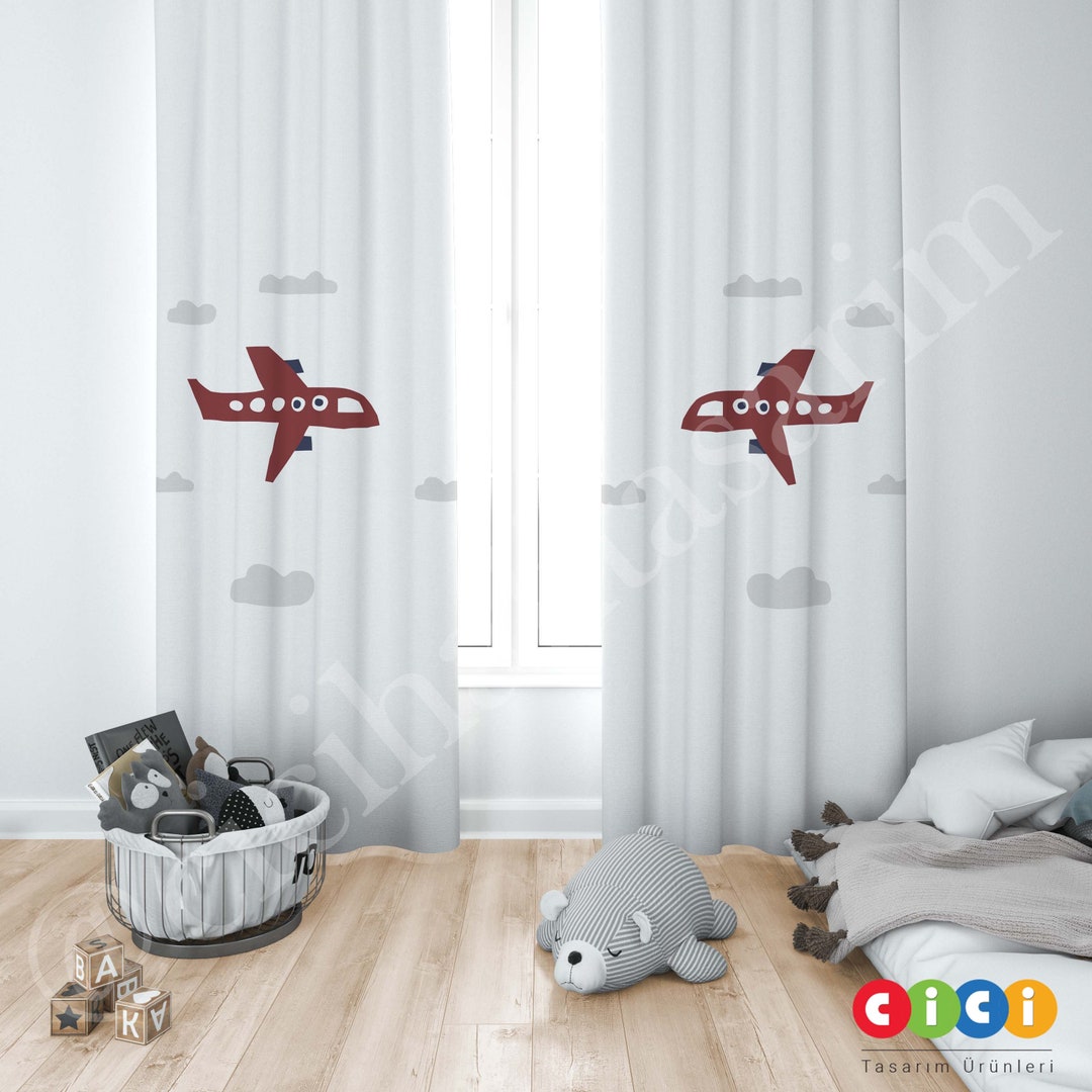 Airplane Curtain, Plane Curtain, Clouds Curtain, Baby Boy and Girl Kids ...