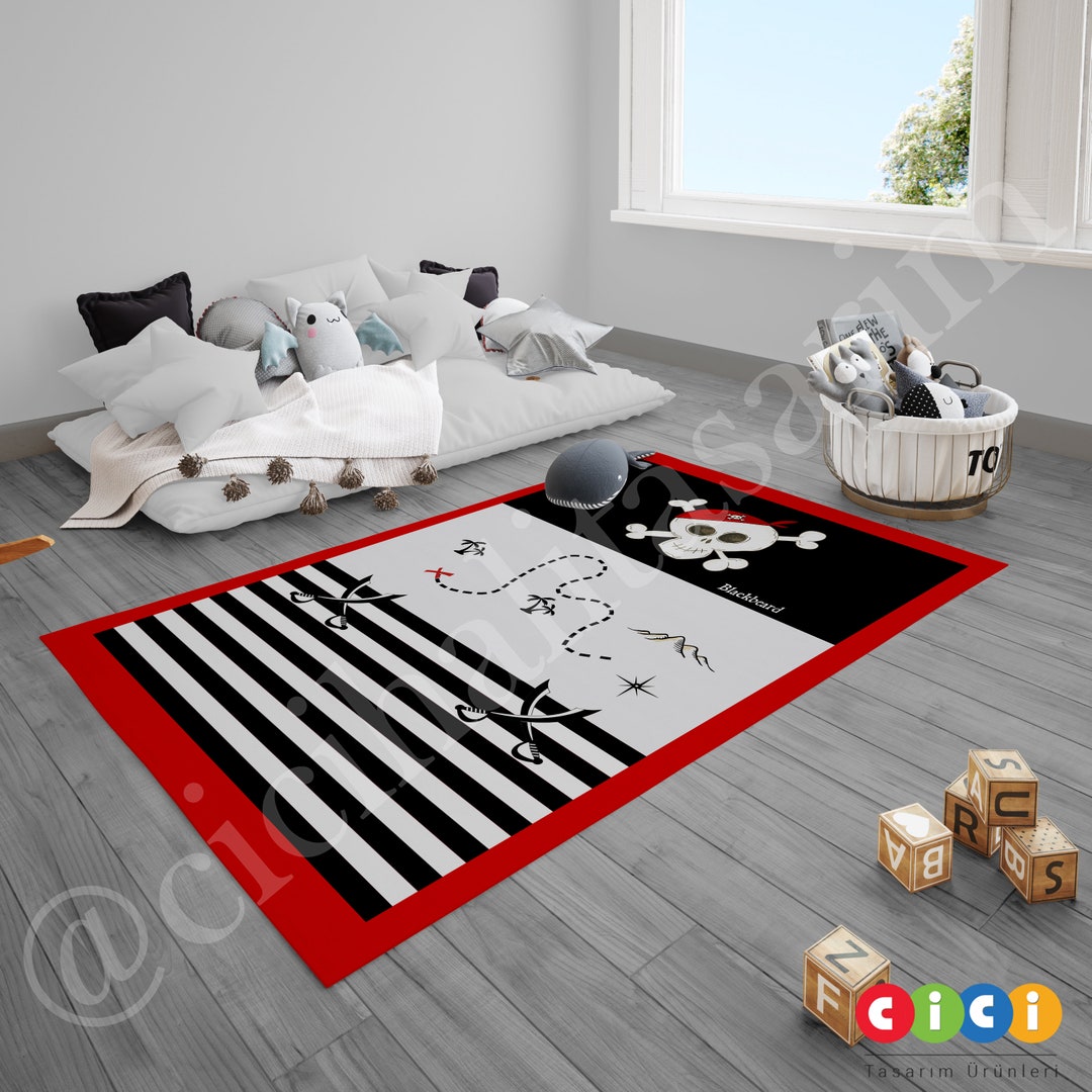 Pirate Rug, Blackbeard Rug, Baby Boy and Girl Kids Room Rug, Nursery ...
