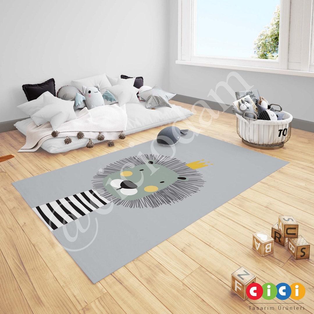 Lion Rug, Safari Rug, Baby Boy and Girl Kids Room Rug, Nursery Room Rug ...
