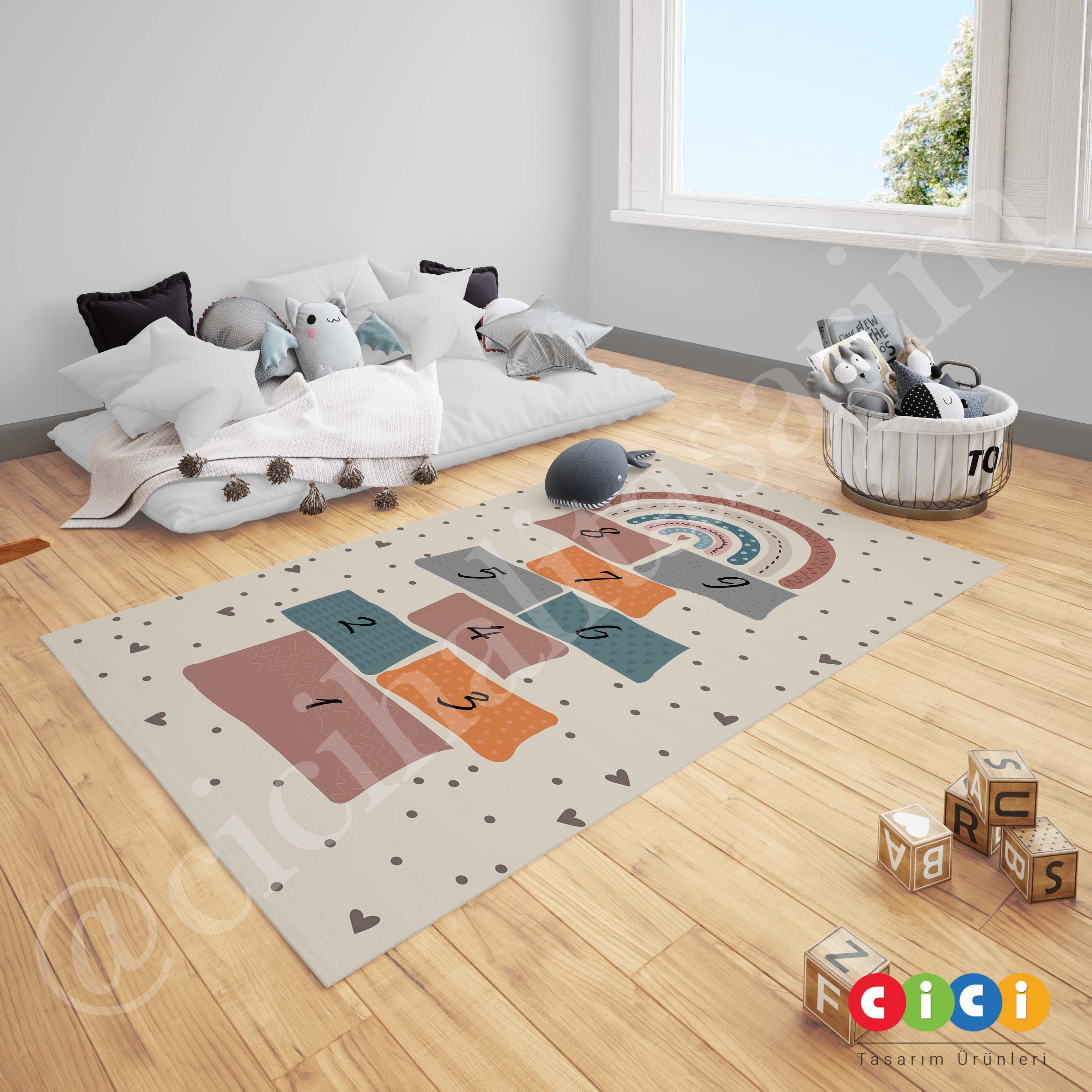 Rainbow Rug, Heart Rug, Baby Boy and Girl Kids Room Rug, Nursery Room ...