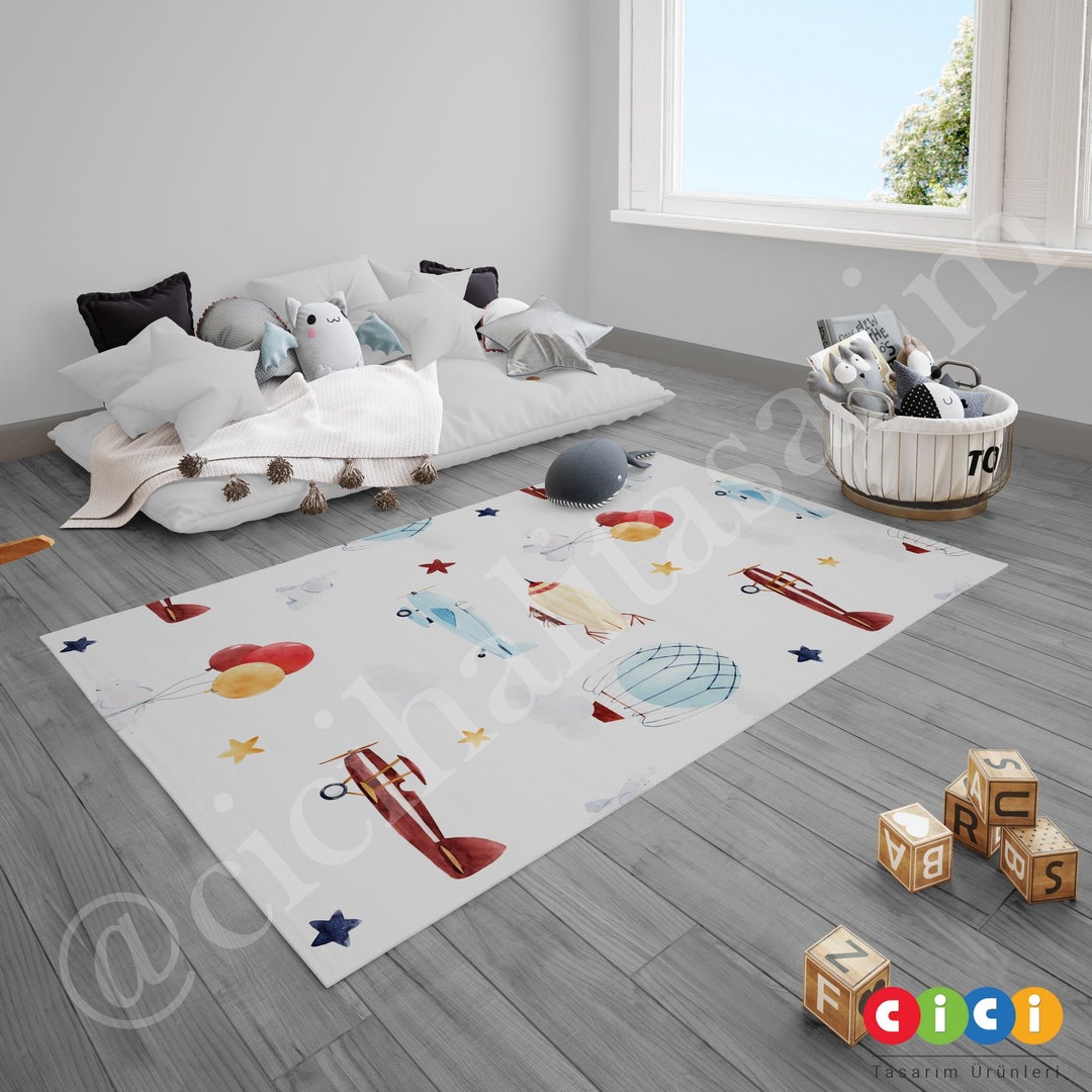 Colourfull Watercolour Rug, Baby Boy and Girl Kids Room Rug, Nursery ...