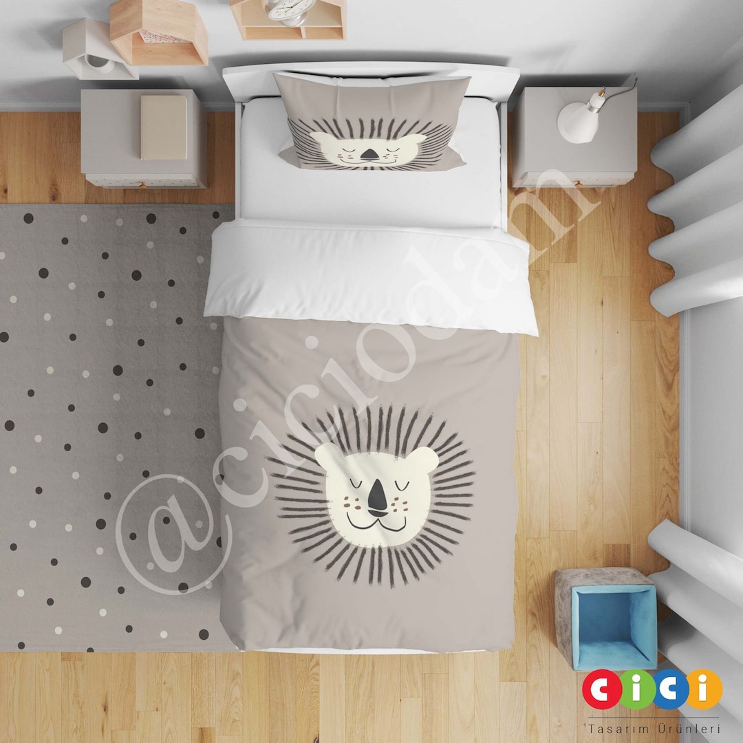 Lion Bedding Set, Baby Boy and Girl Kids Room Duvet Cover Set, Nursery ...