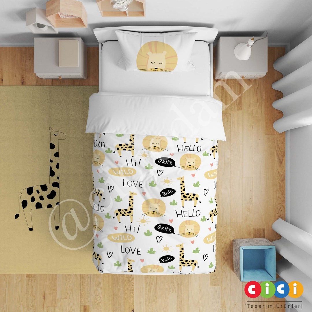 Cute Lion Linens Set, Baby Boy and Girl Kids Room Bedding Set, Nursery ...