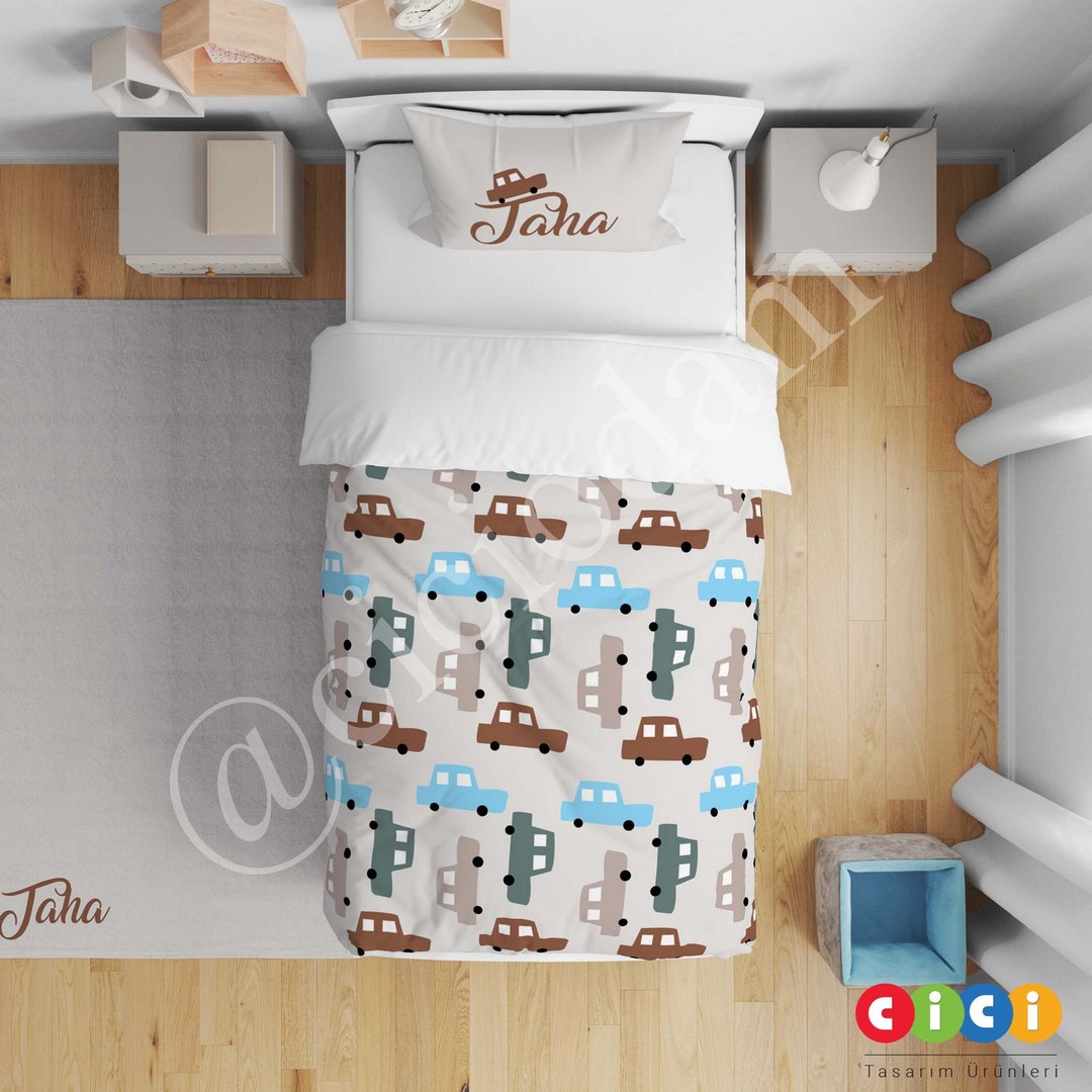 Cars Linen Set, Baby Boy and Girl Kids Room Bedding Set, Nursery Room ...