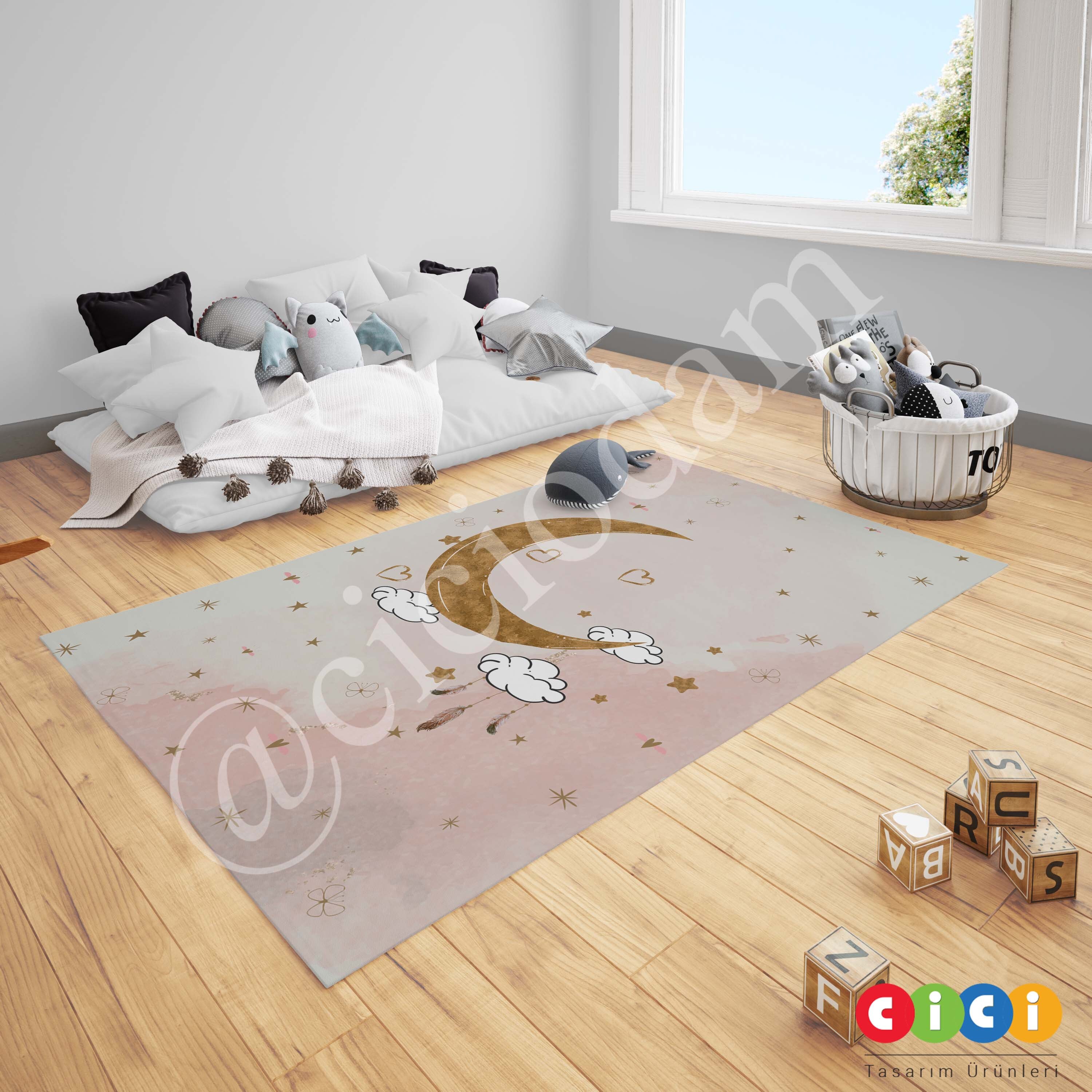 Half Moon Rug, Clouds Rug, Baby Boy and Girl Kids Room Rug, Nursery ...