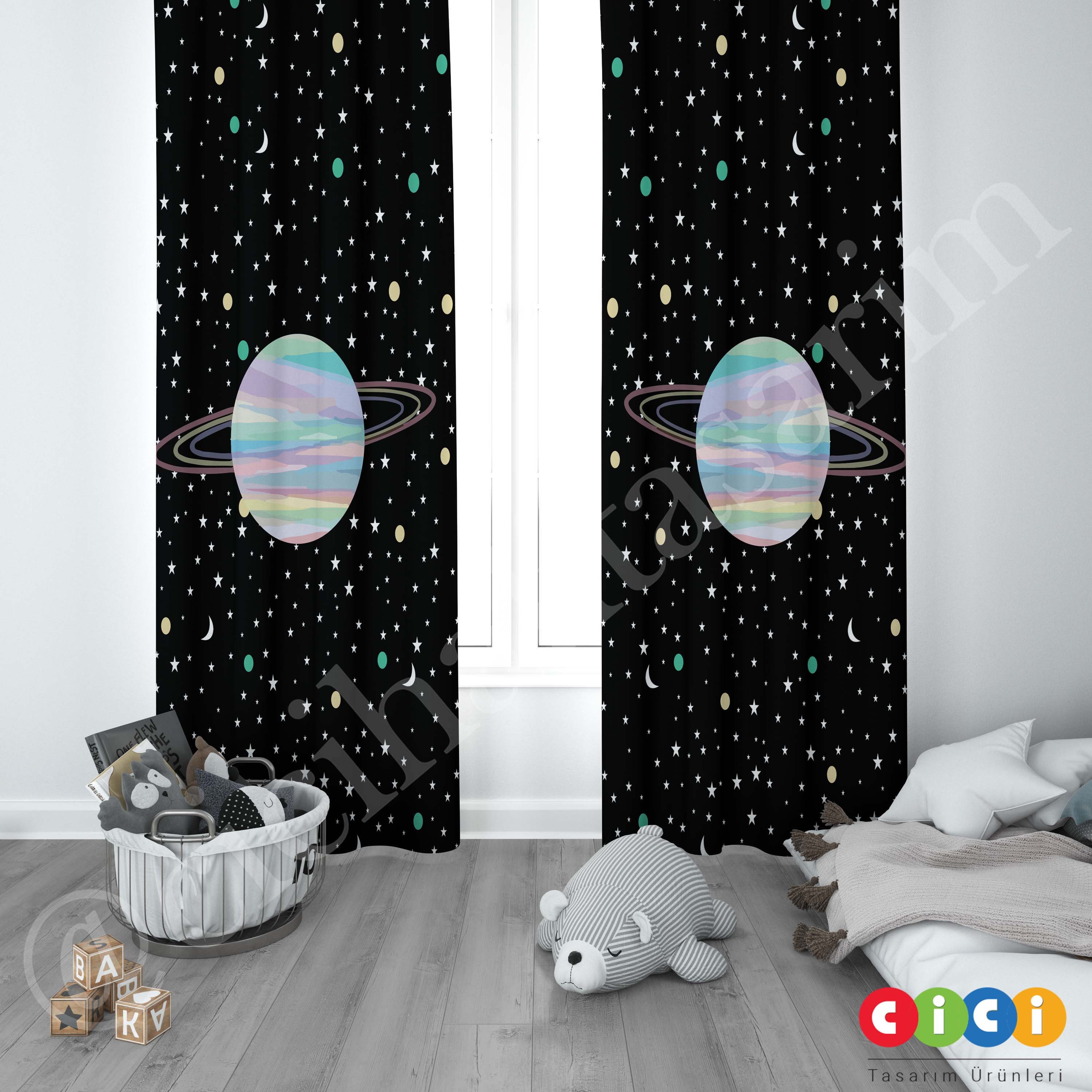 Space Curtain, Galaxycurtain, Outer Space Universe Baby Boy Kids Room ...