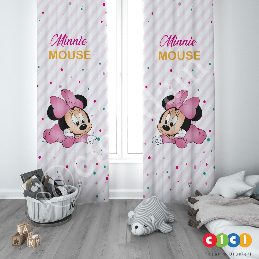Minnie Mouse Curtain, Pink Curtain, Baby Girl Kids Room Curtain ...