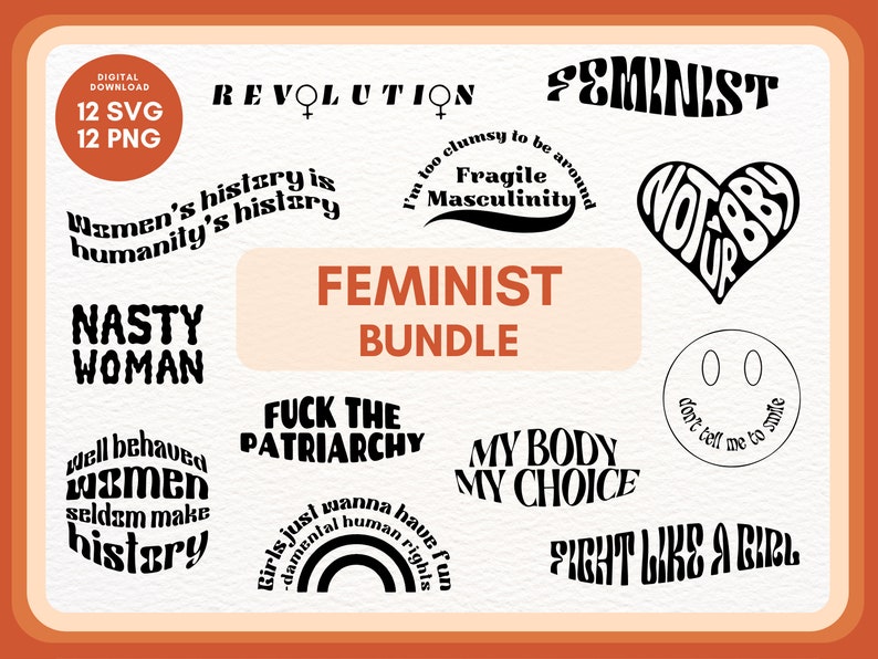 Feminist Graphics Bundle, Feminist SVG, Feminist PNG Clip Art, Feminist ...