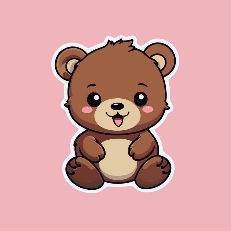 Cute Bear PNG, JPG, SVG File, Animal Sticker - Etsy