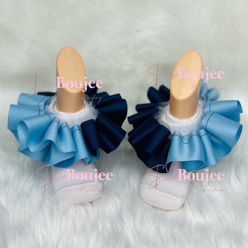 Navy Blue Ruffle Socks - Etsy