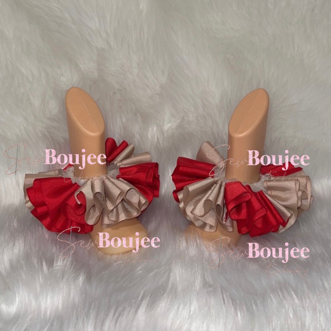 Red & Khaki Ruffle Anklets ruffle Anklets School Ruffle Anklets - Etsy