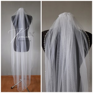 Veil With сrystal Edge One Tier Handmade Veil Angel Cut Veil Waltz Veil ...