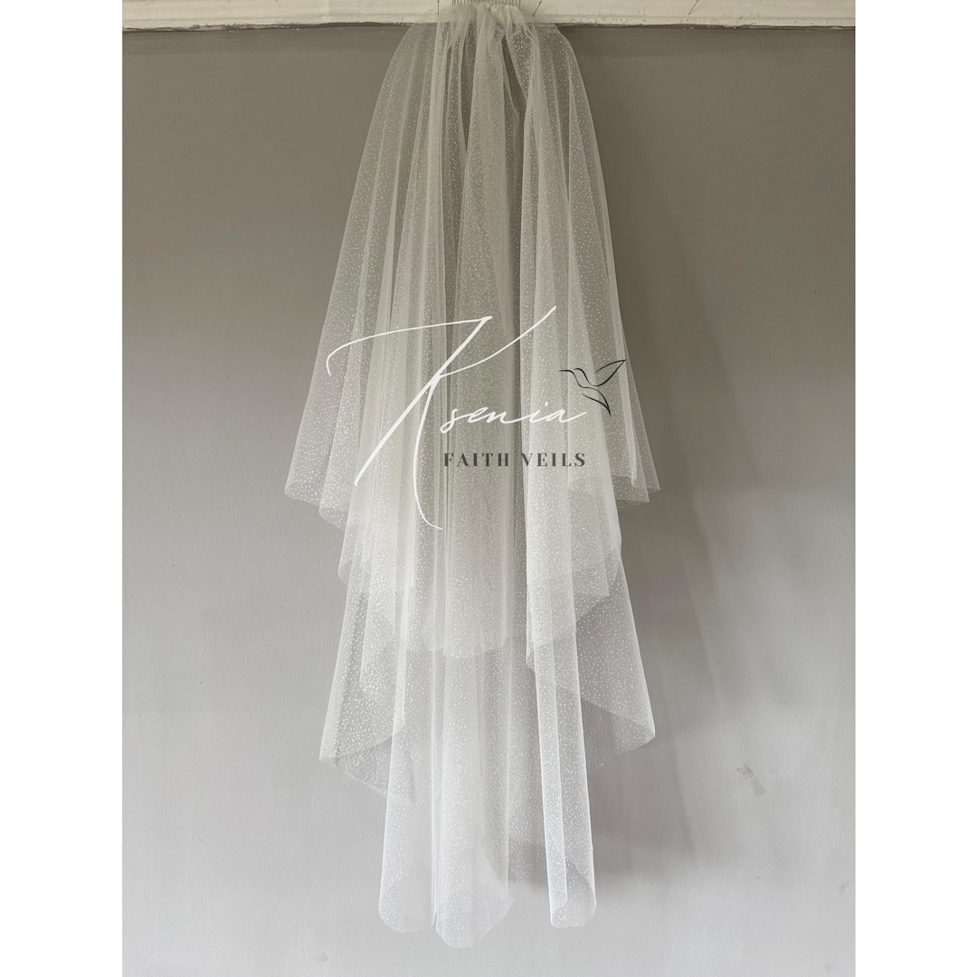 Sparkling Simple Veil With Blusher, Two Tiers on the Comb, off White ...