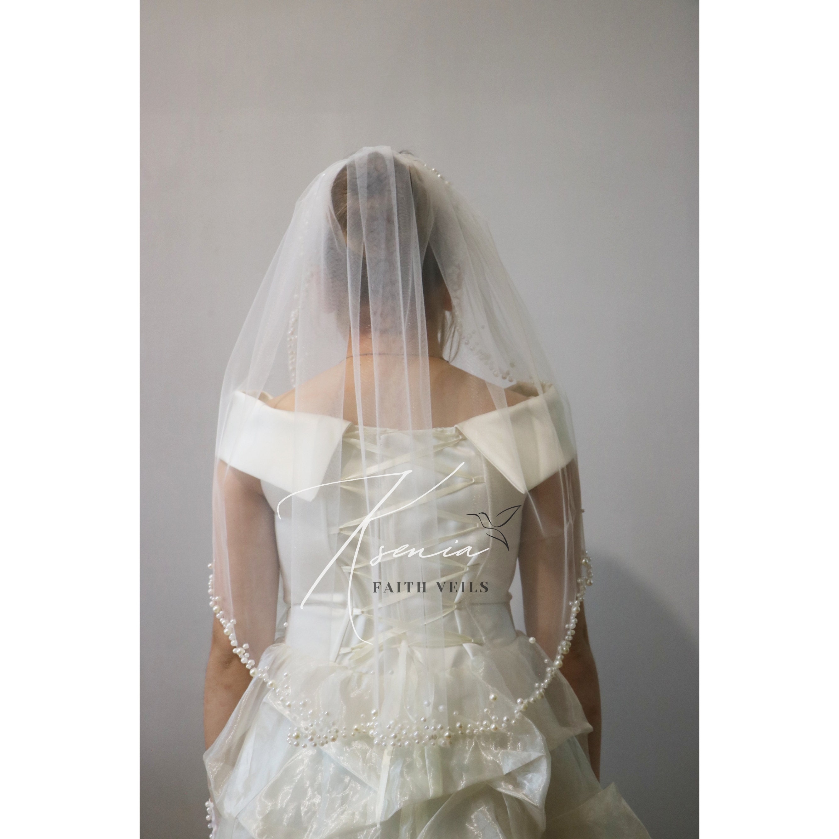 First Communion Veil With Pearls Triml Holy Communion Veil With Gloves ...