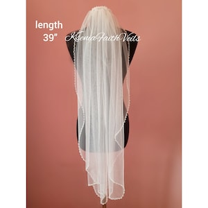 Veil With сrystal Edge One Tier Handmade Veil Angel Cut Veil Waltz Veil ...