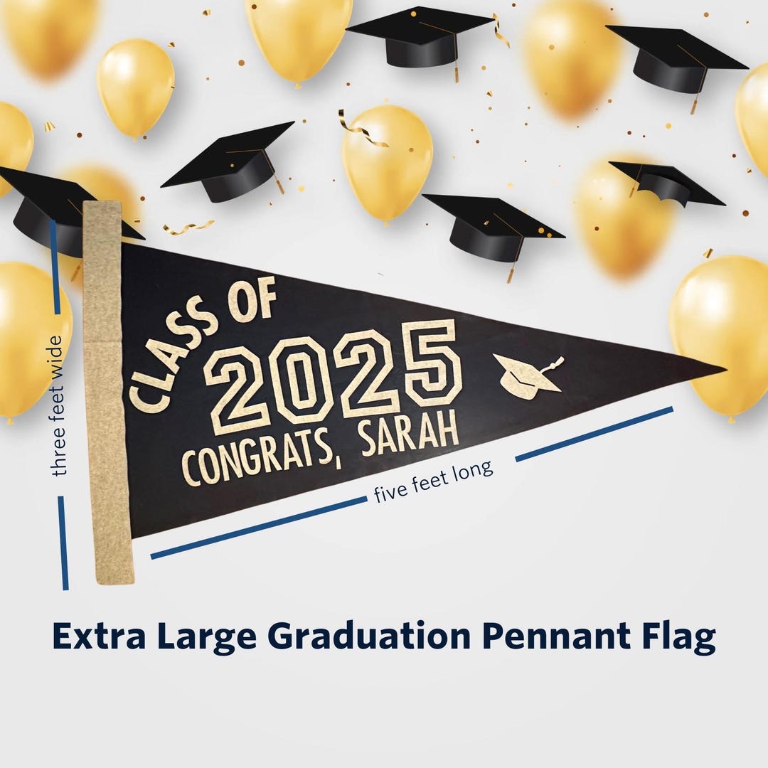 Giant 5 Foot Personalized Graduation Pennant Flag / Collegiate Team ...