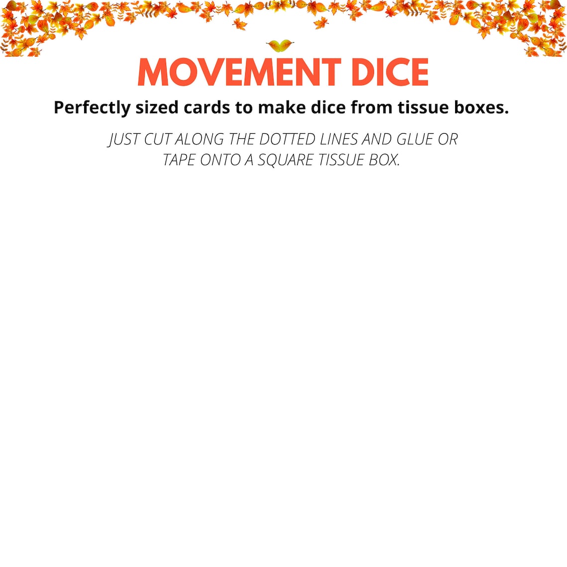 Fall Movement Cards, Printable Action Flashcards for Kids, Toddlers ...