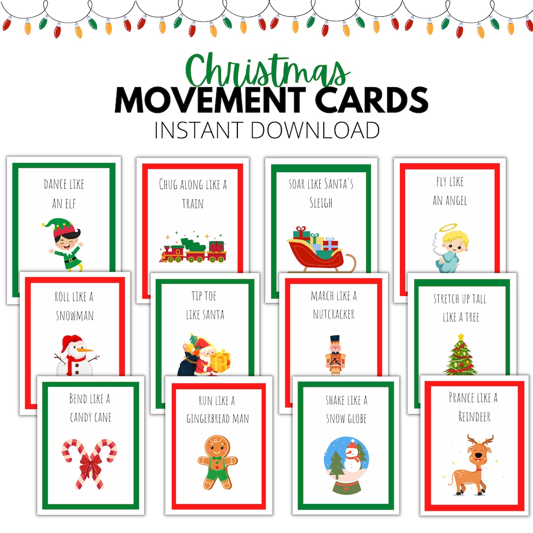 Christmas Movement Cards Printable Action Flashcards for - Etsy Canada