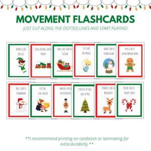 Christmas Movement Cards Printable Action Flashcards for - Etsy
