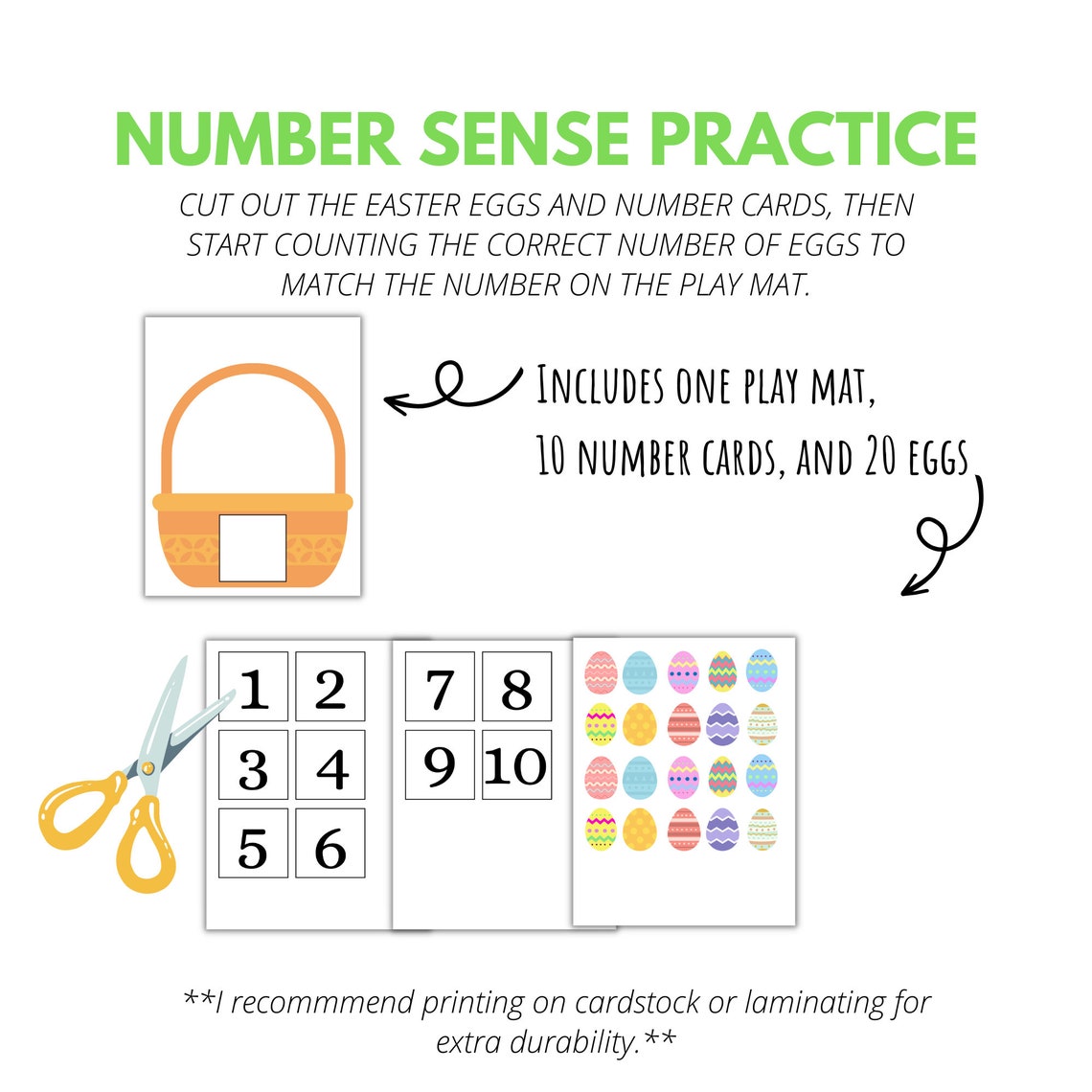 Preschool Spring Math Activity - Printable Easter Egg Counting Game - Etsy