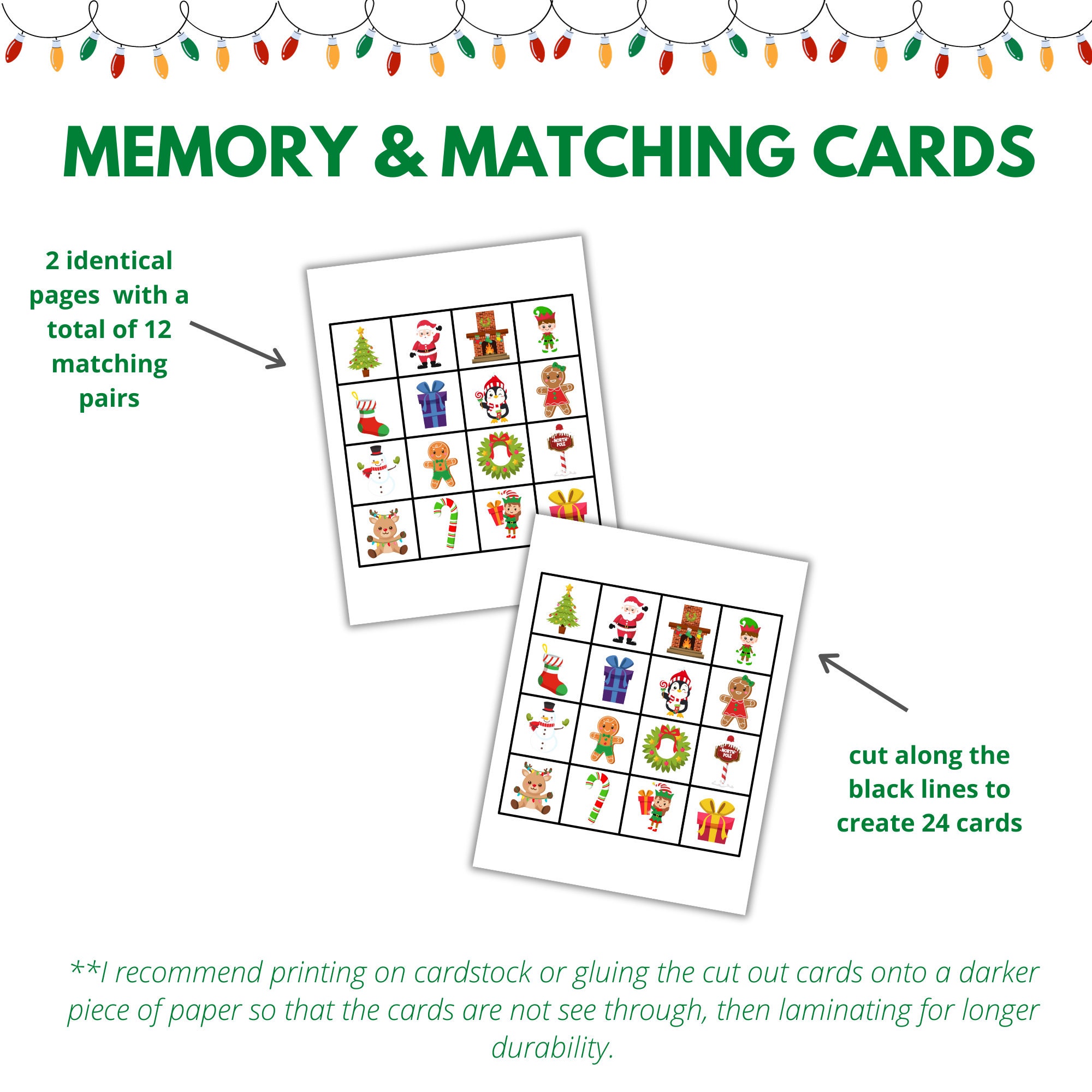 Christmas Memory and Matching Game Cards | Autumn Matching Game for ...