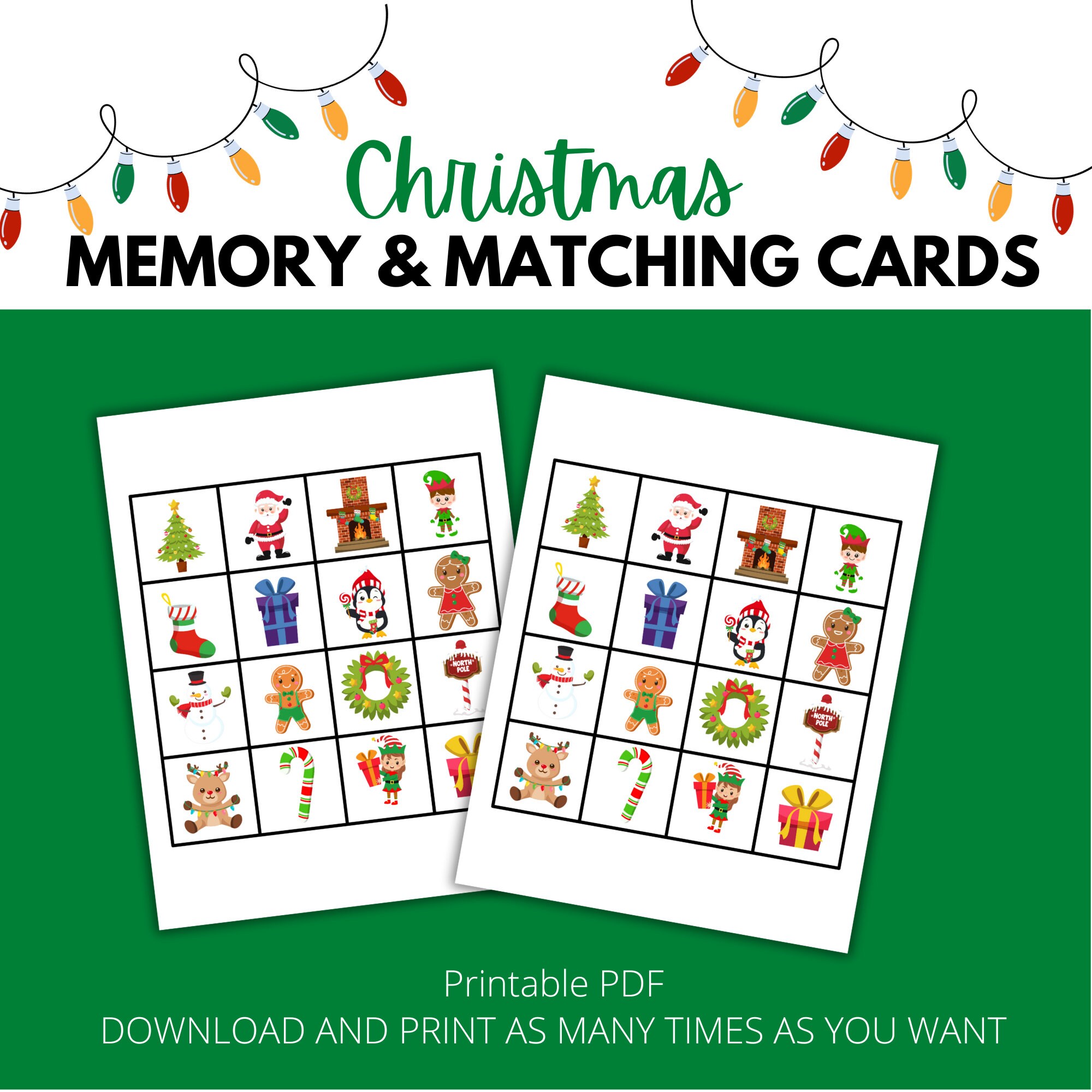 Christmas Memory and Matching Game Cards | Autumn Matching Game for ...
