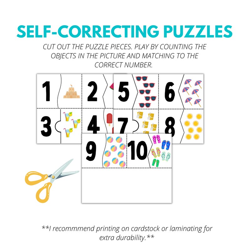 Counting 1 -10 Puzzles, Printable Summer Activity for Toddlers ...