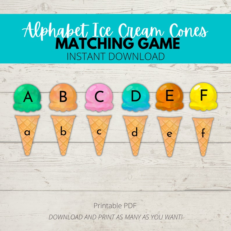 Preschool Letter Matching Activity - Printable Alphabet Ice Cream Cone ...