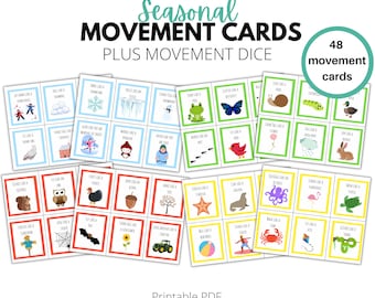 Fall Movement Cards, Printable Action Flashcards for Kids, Toddlers ...