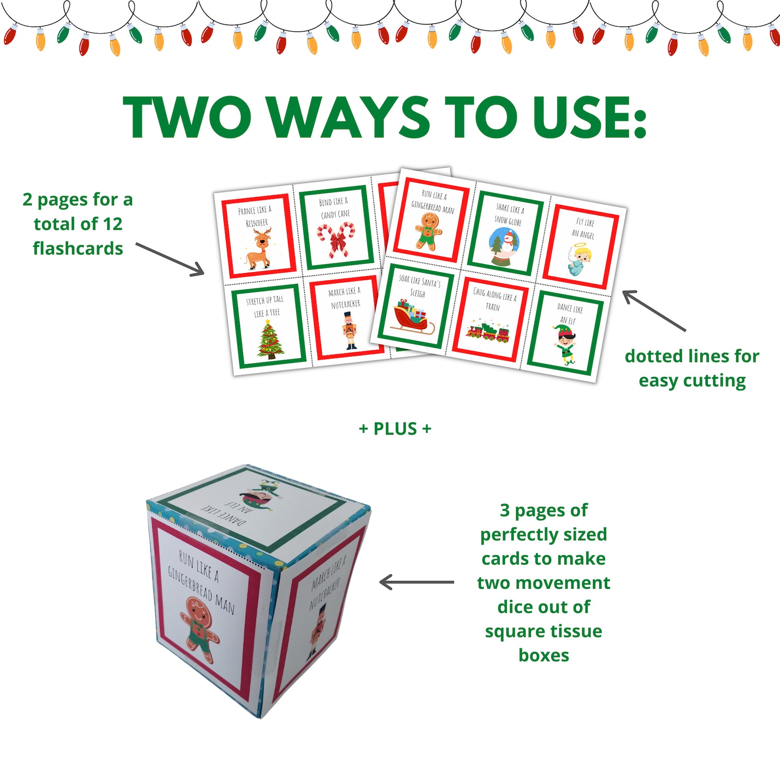 Christmas Movement Cards, Printable Action Flashcards for Kids ...