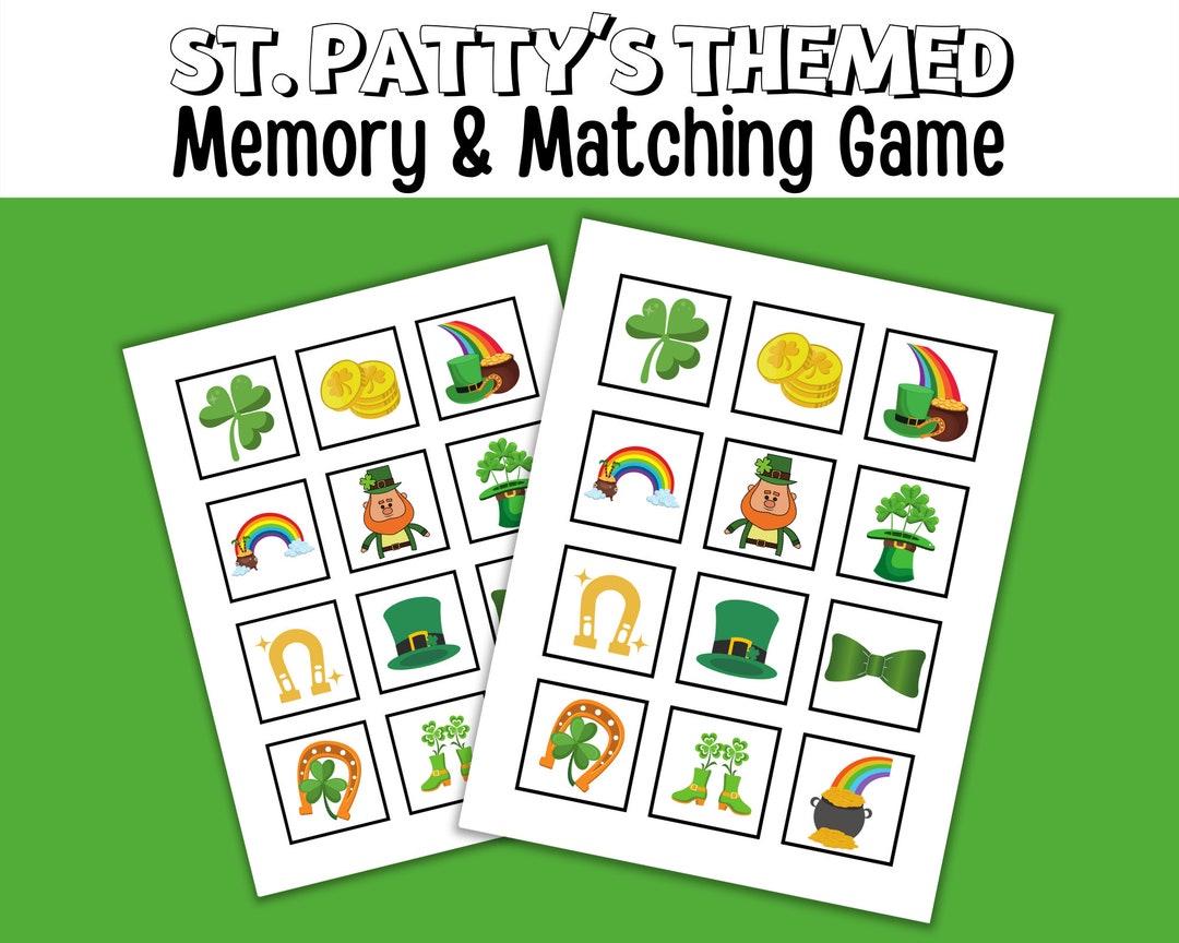 St. Patrick's Day Memory & Matching Card Game - Etsy