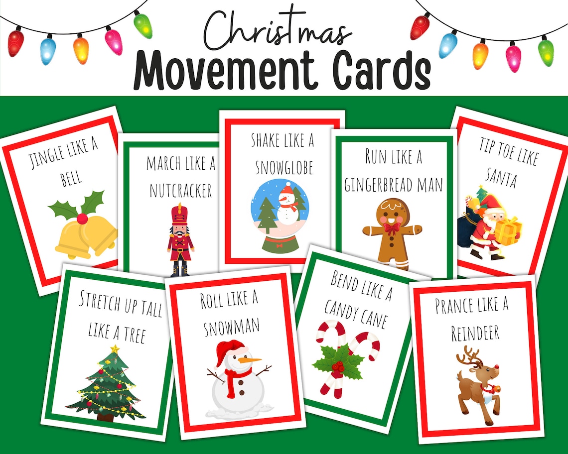 Christmas Movement Cards Printable Action Flashcards for | Etsy