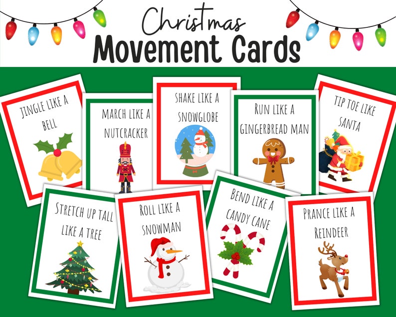 Christmas Movement Cards Printable Action Flashcards for | Etsy