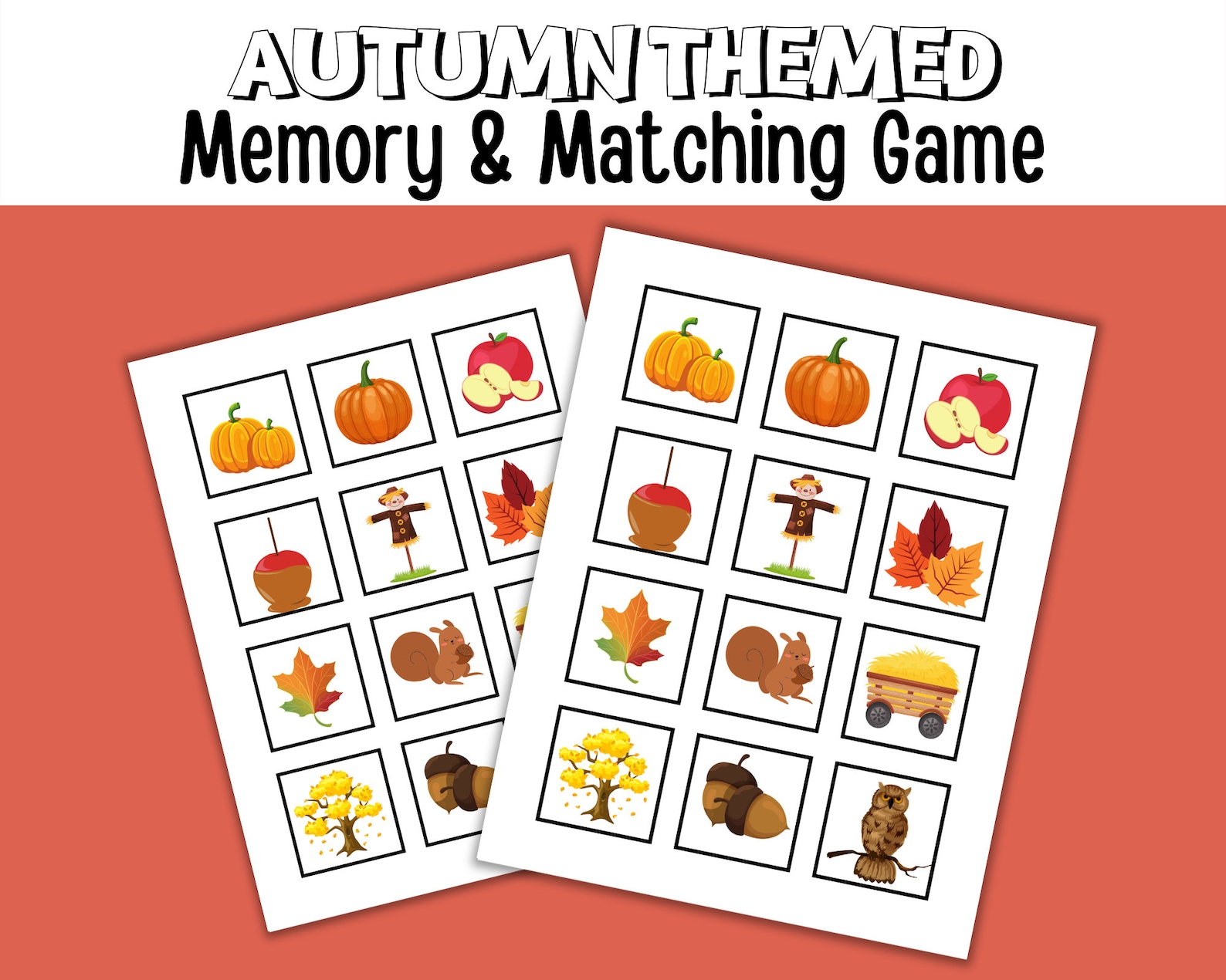 Fall Memory and Matching Game Cards | Autumn Matching Game for Toddlers ...