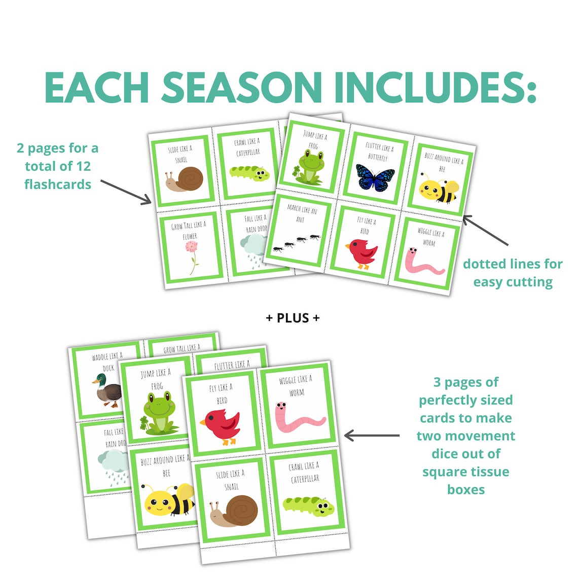 Seasonal Movement Cards, Printable Action Flashcards for Kids, Toddlers ...