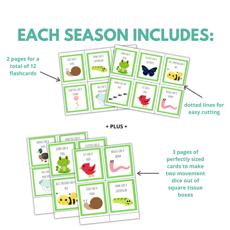 Seasonal Movement Cards, Printable Action Flashcards for Kids, Toddlers ...