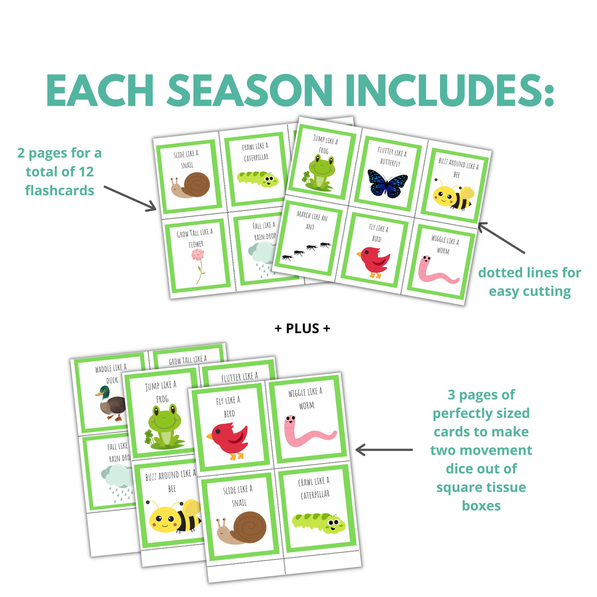 Seasonal Movement Cards, Printable Action Flashcards for Kids, Toddlers ...