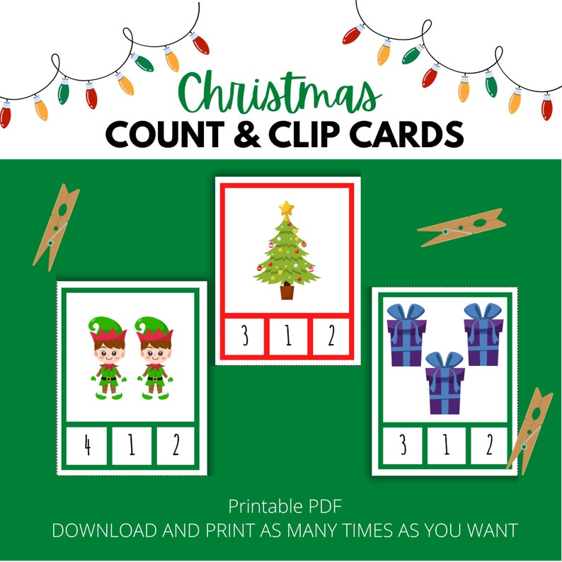 Christmas Counting Clip Cards - Printable Number Sense Activity ...