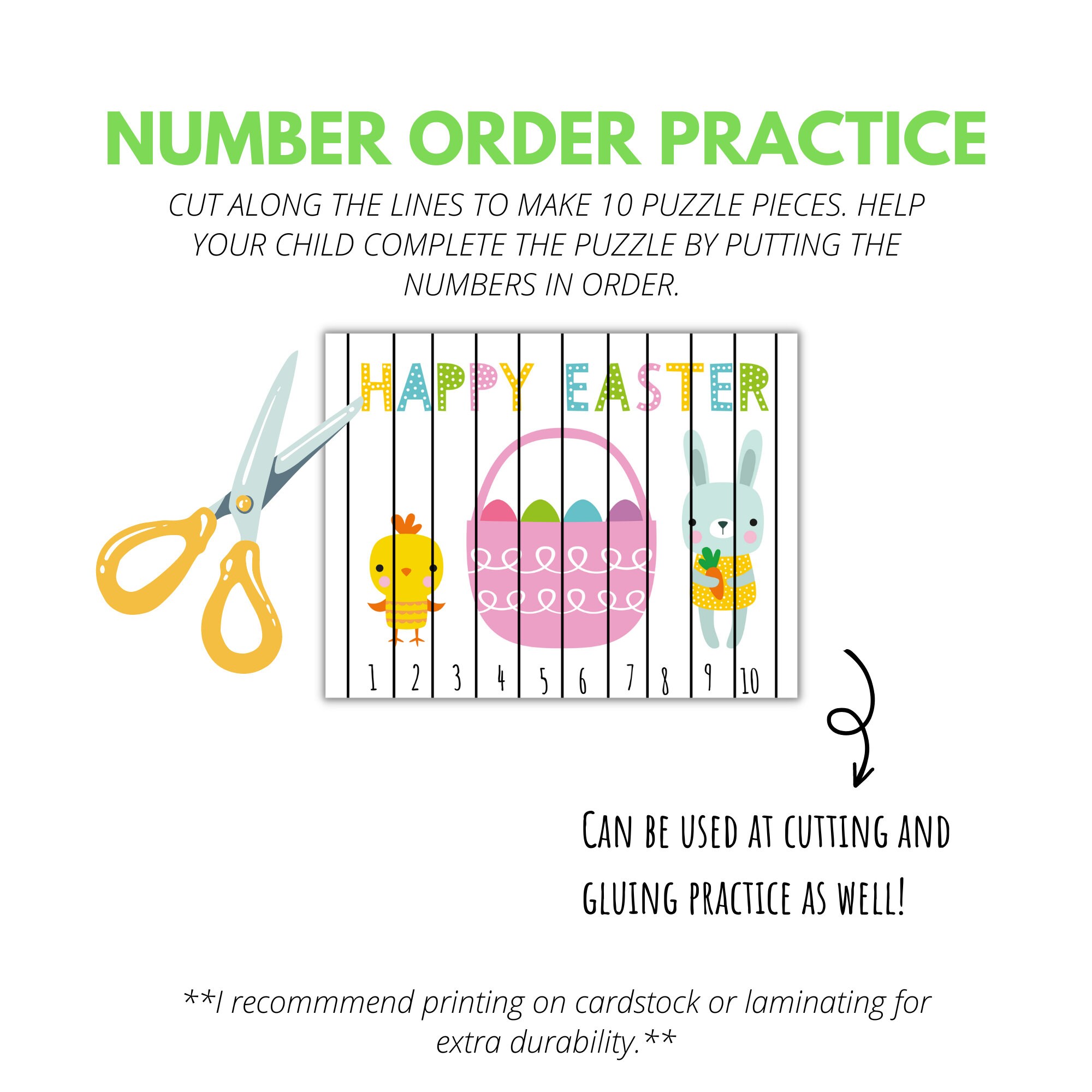 Easter Number Order Puzzles Number Sequence Pratice for Toddlers ...