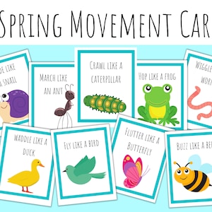 Spring Movement Cards Printable Action Flashcards for Kids - Etsy