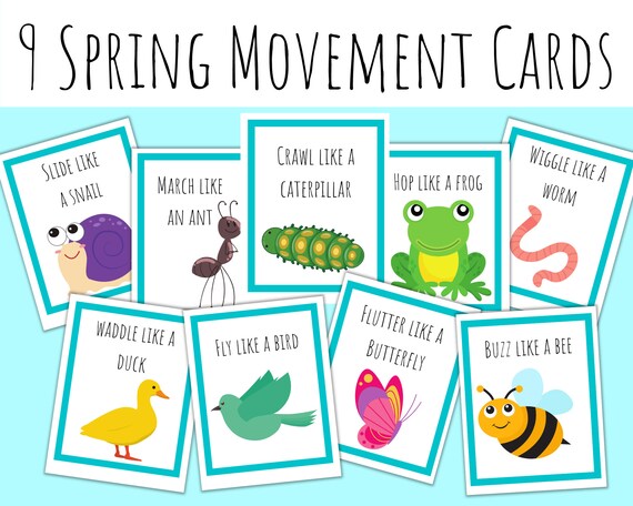 Spring Movement Cards Printable Action Flashcards for Kids - Etsy