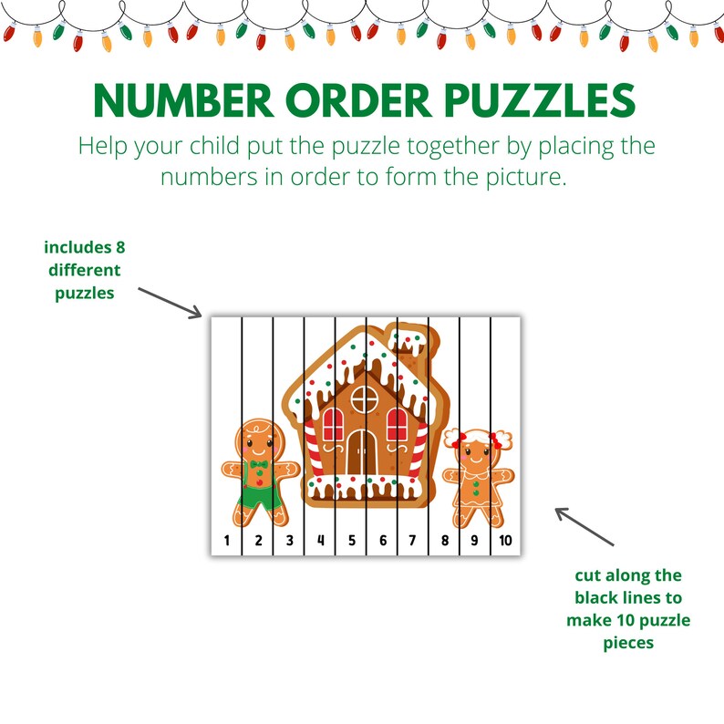 Christmas Number Order Puzzles, Printable Math Game for Toddlers ...