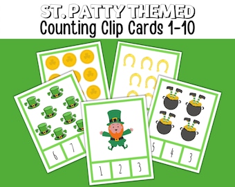 St. Patrick's Day Count Clip Cards, Montessori Math Printable ...