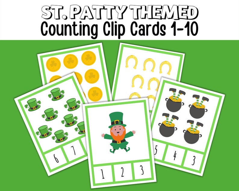 St. Patrick's Day Count and Clip Cards | Printable Math Activity for ...