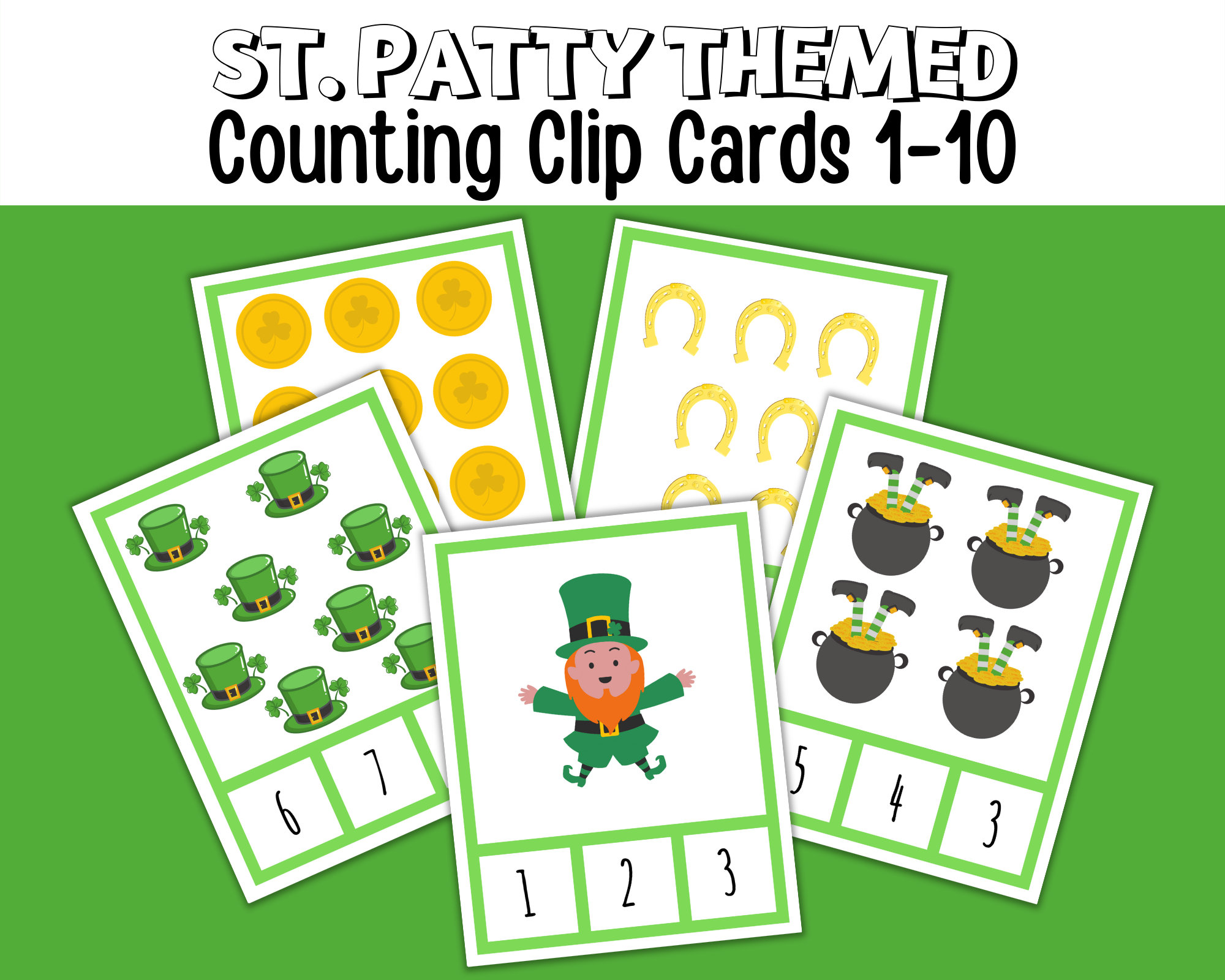 St. Patrick's Day Count and Clip Cards | Printable Math Activity for ...
