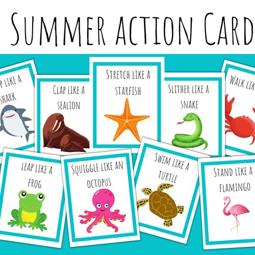 Spring Movement Cards Printable Action Flashcards for Kids - Etsy