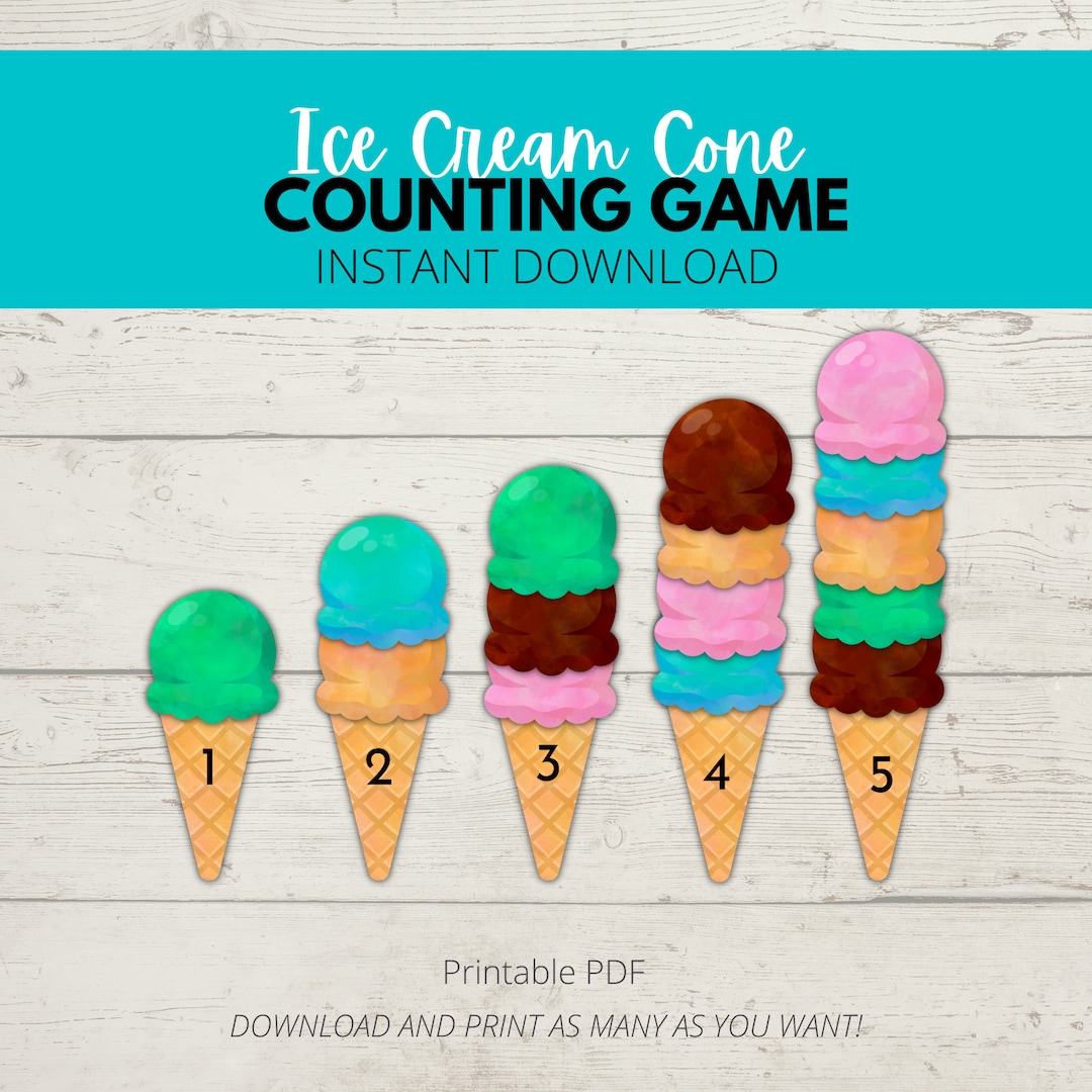 Preschool Summer Math Activity - Printable Ice Cream Cone Counting Game ...