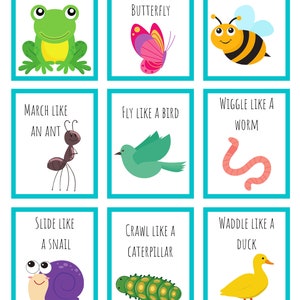 Spring Movement Cards Printable Action Flashcards for Kids - Etsy