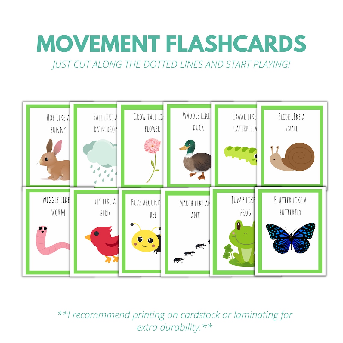 Seasonal Movement Cards, Printable Action Flashcards for Kids, Toddlers ...