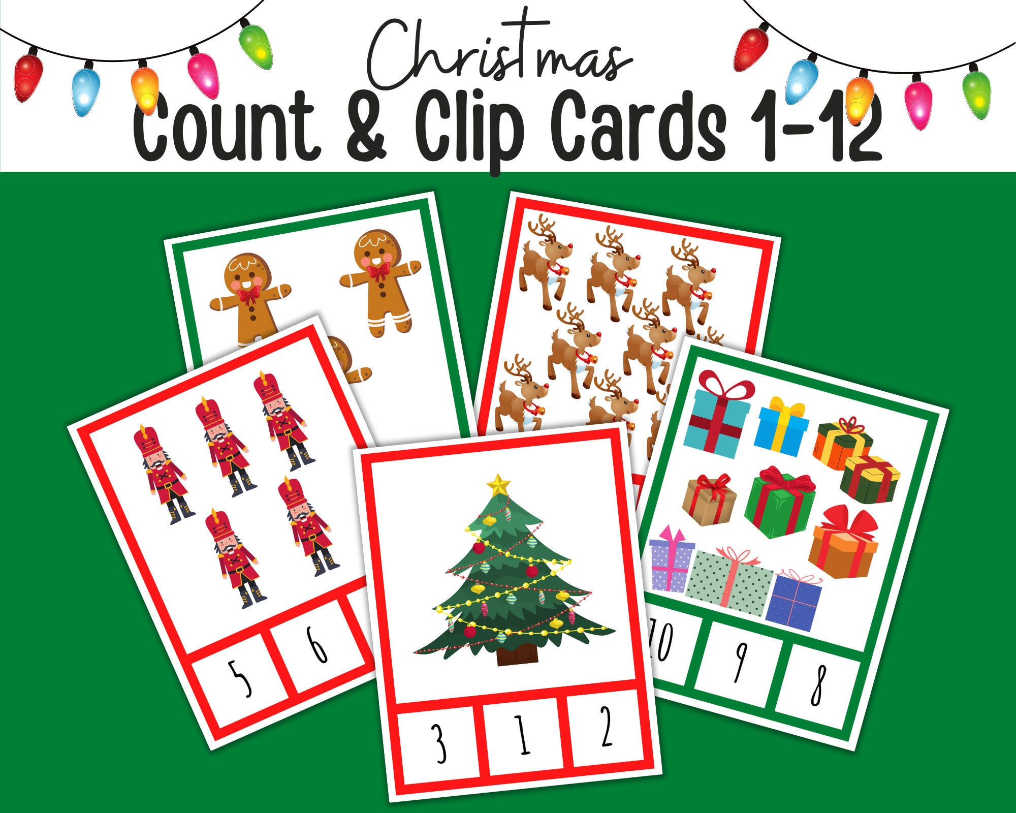 Christmas Counting Clip Cards Printable Number Sense - Etsy UK